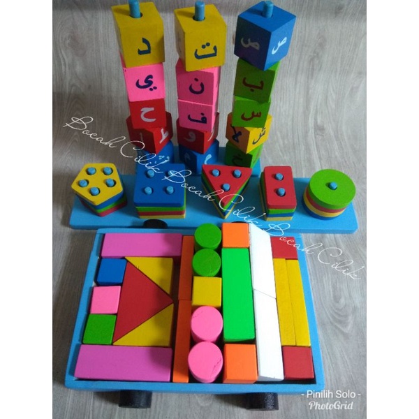 Jual alat peraga edukatif PAUD TK mainan edukatif kayu balok mobil ...