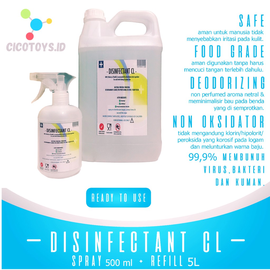 Jual DISINFECTANT SPRAY 500ml + DISINFECTANT REFILL 5 L - DISINFEKTAN ...