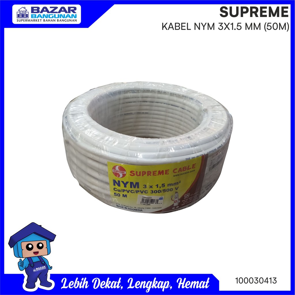 Jual Supreme - Kabel Listrik Nym 3X1.5 Mm / 50 Meter / 50 M / 50M | Shopee Indonesia