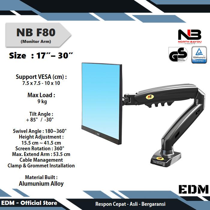 Jual Bracket Monitor 17 - 30 Inch, Nb F80 Gas Strut Arm Monitor Desk ...