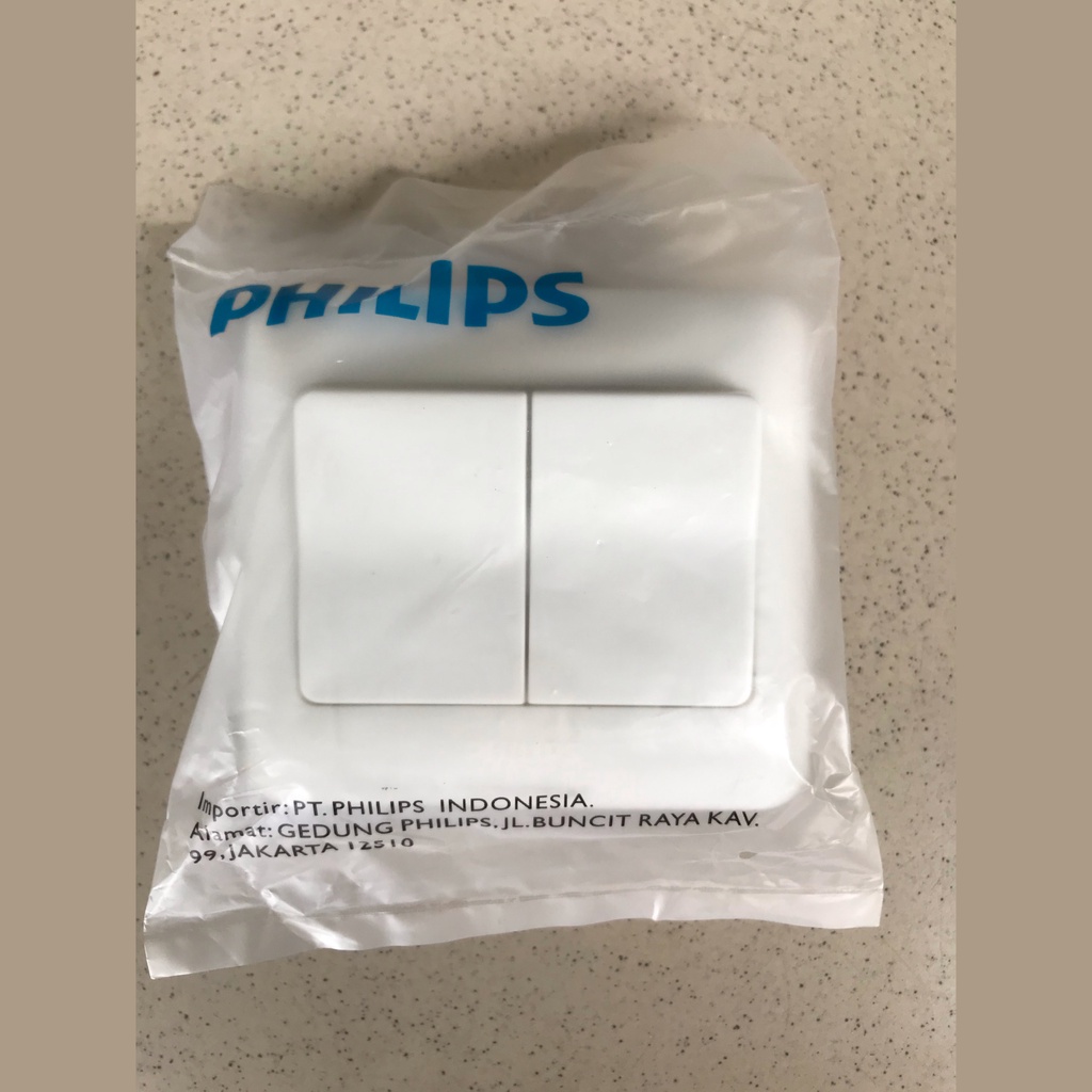 Jual Saklar Lampu Philips Essential 2 Gang Switch | Shopee Indonesia