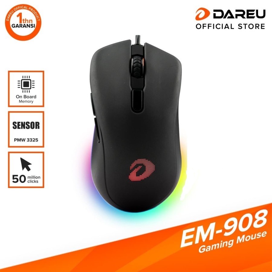 Jual Mouse DAREU EM-908 - PMW 3325 Sensor Gaming Mouse - Macro | Shopee ...