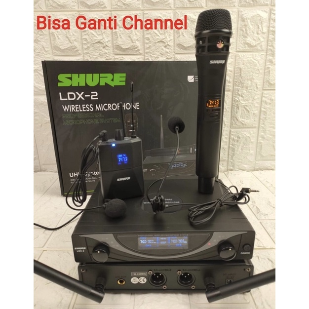 Jual mic microphone wireless uhf ldx2 2 mic handheld clip on headset ...