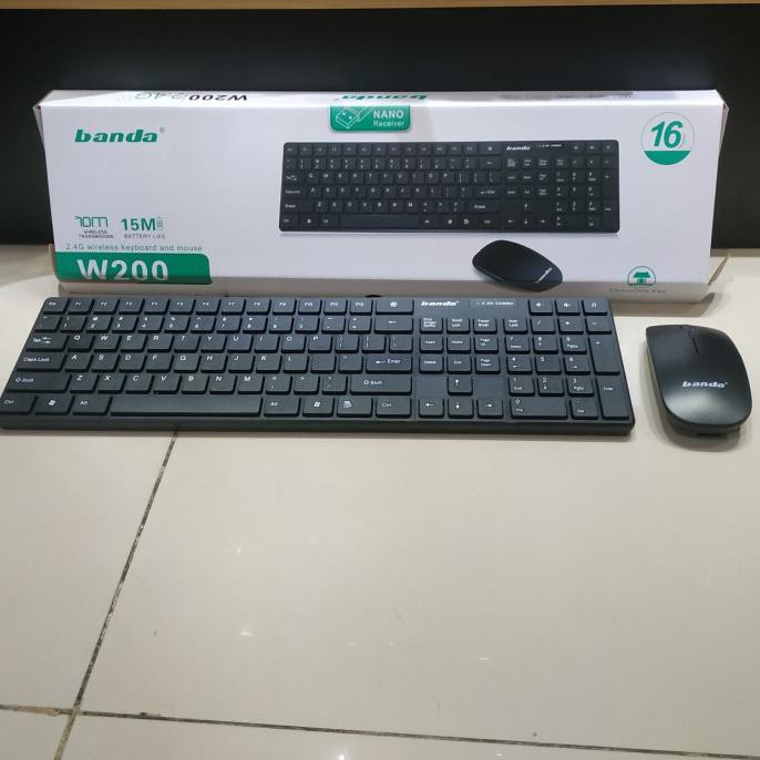 Jual Wireless Keyboard Mouse Set Banda W200 | Shopee Indonesia