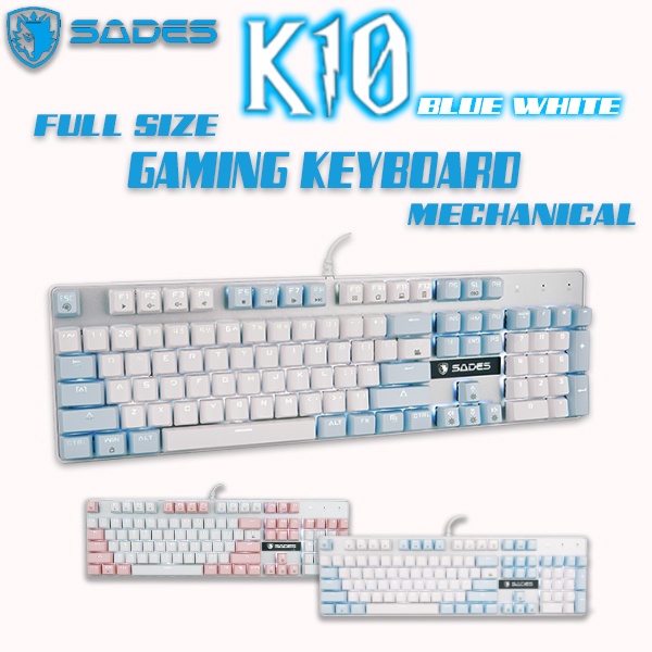 Jual Sades K10 Gaming Keyboard Mechanical Blue White | Shopee Indonesia