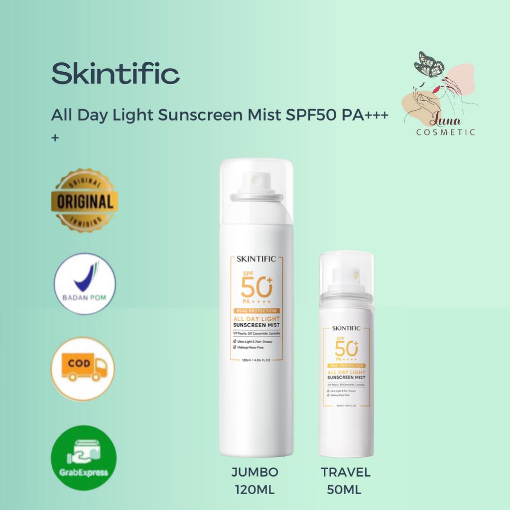 Jual SKINTIFIC All Day Light Sunscreen Mist SPF50 PA++++ Sunscreen Spray Anti UV Wajah/Body ...