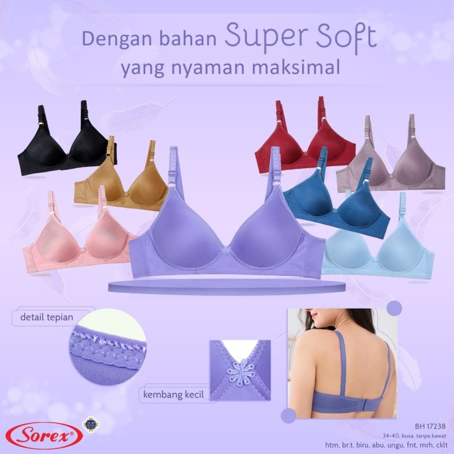 Jual bh bra basic sorex 17238 17239 supersoft tanpa kawat | Shopee ...