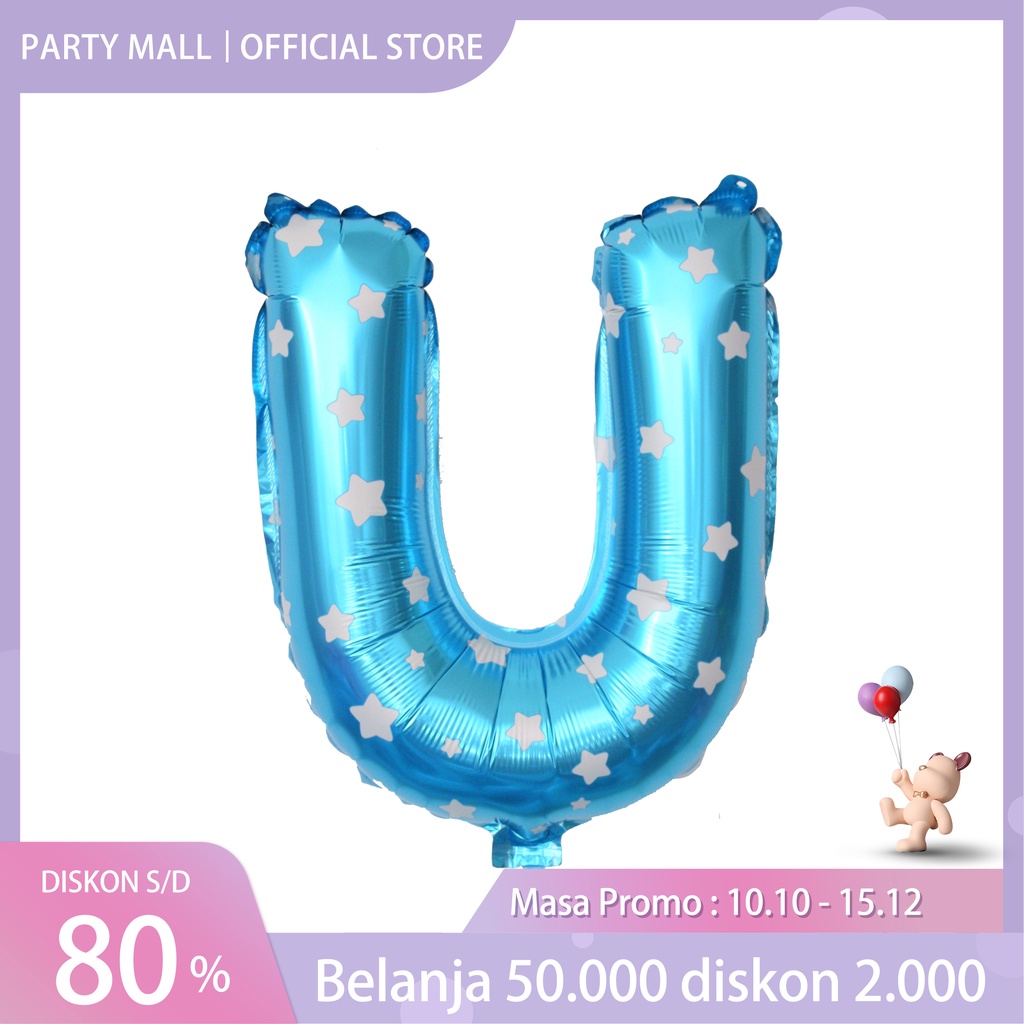 Jual Balon Foil Huruf Biru 16 Inch 40cm Abjad Alphabet A-Z Balon Foil ...