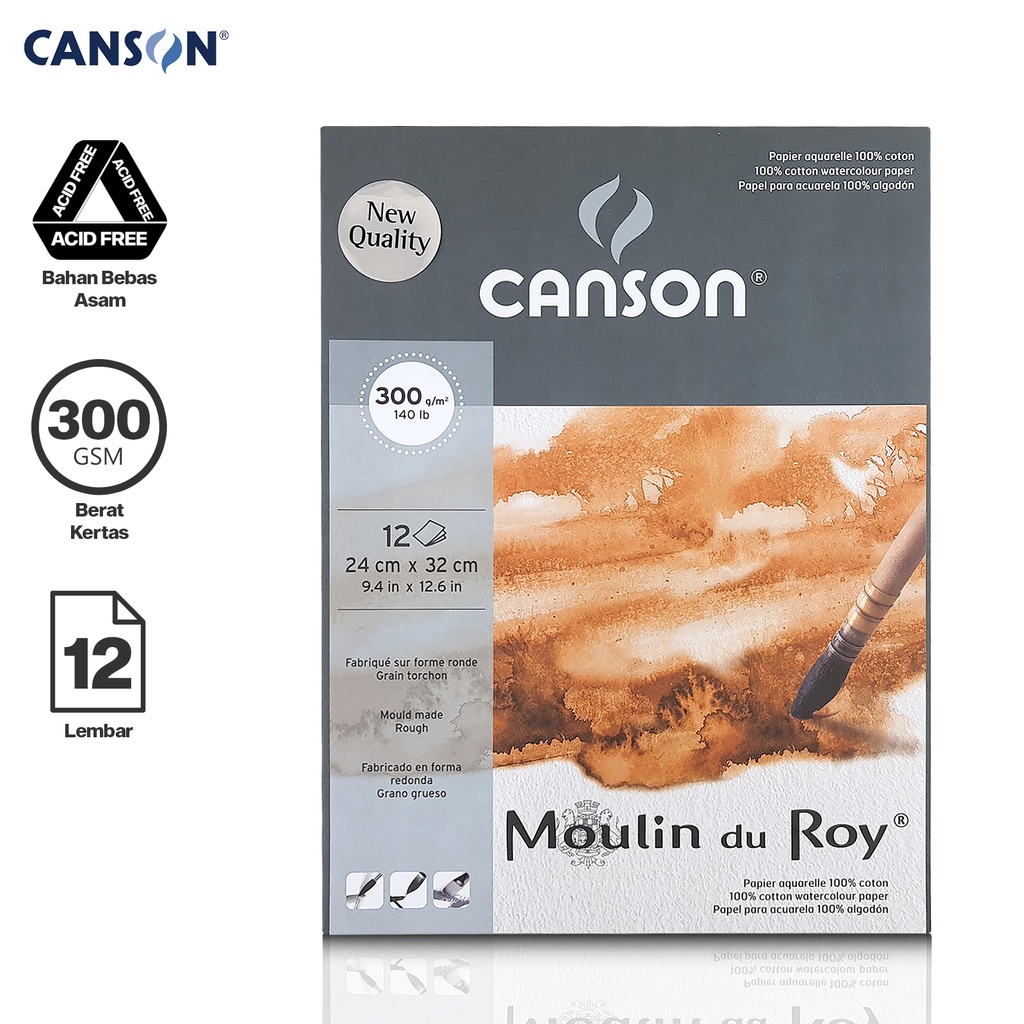 Jual CANSON Moulin Du Roy Kertas Cat Air 12 Lembar 24 x 32 CM ...
