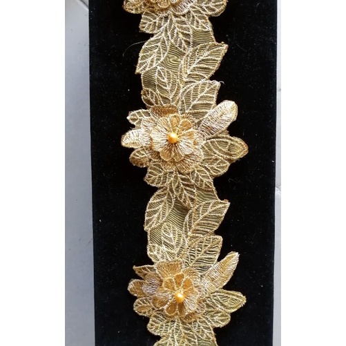 Jual renda bordir organdi kilap 3D bunga tumpuk dan mutiara (per 6 ...