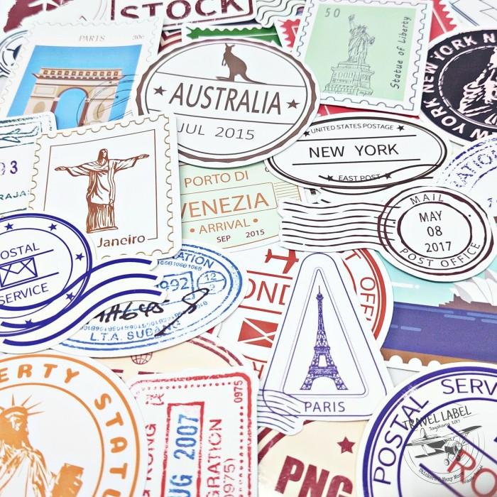 Jual Sticker Koper 1 Set 40 Pcs Desain Retro World Traveling Air Post ...