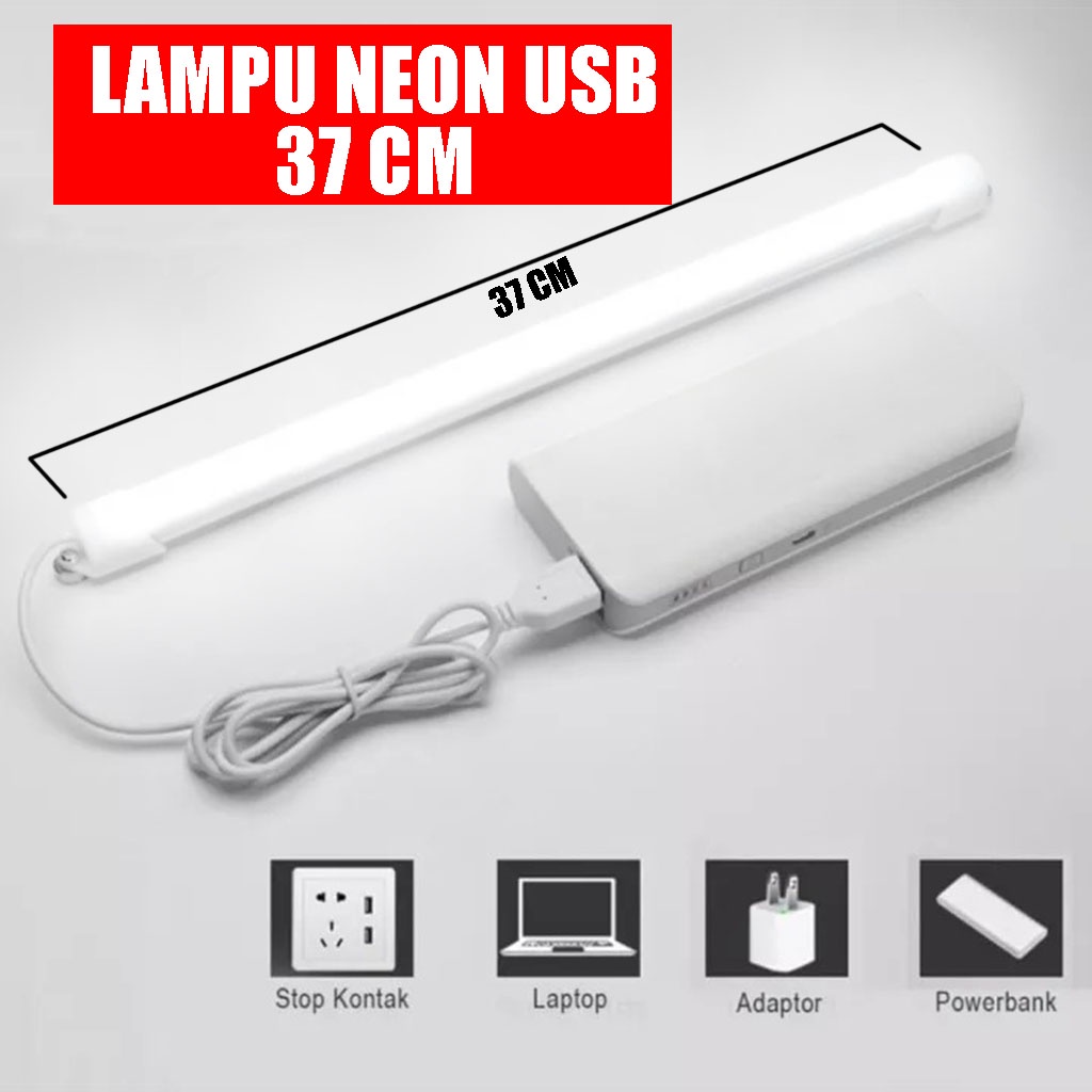 Jual Lampu Neon Panjang 37 Cm Strip Tabung LED USB Belajar Kerja Rumah Dapur Komputer Cahaya ...