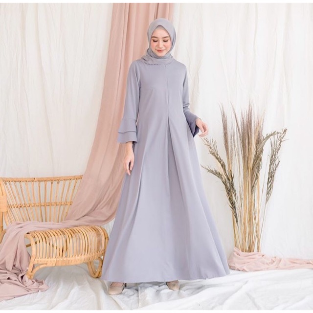 Jual Amina dress HL , in soft grey | Shopee Indonesia