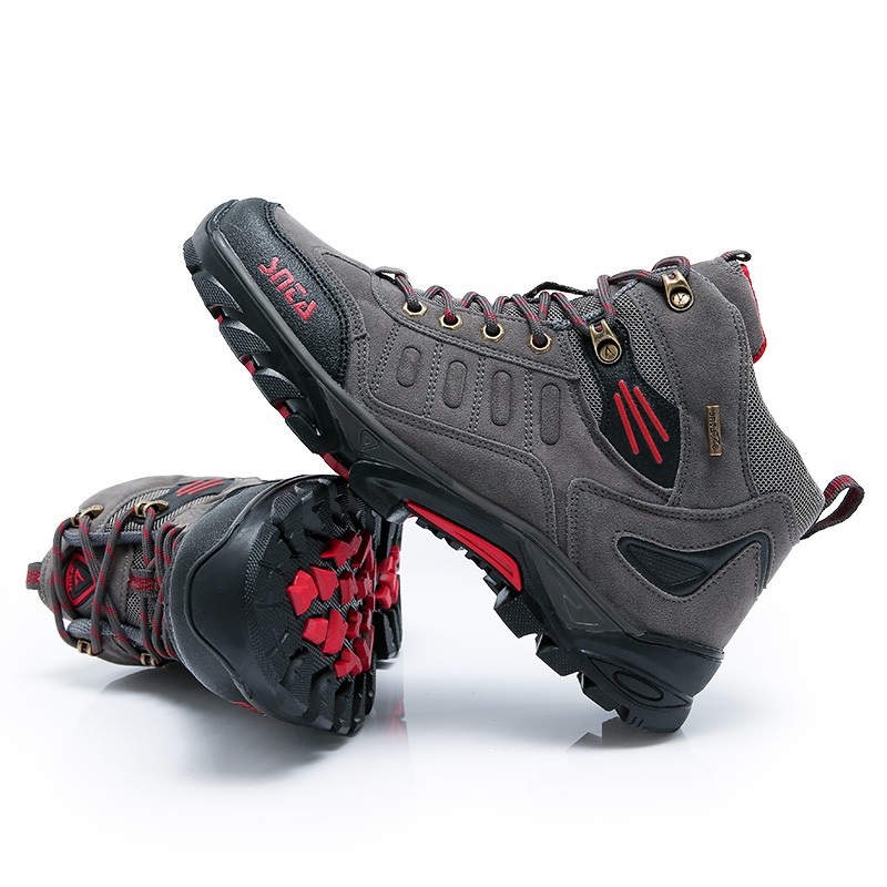 Jual Sepatu Gunung SNTA 497 Grey Red Hiking Outdoor Free Tali Cadangan ...