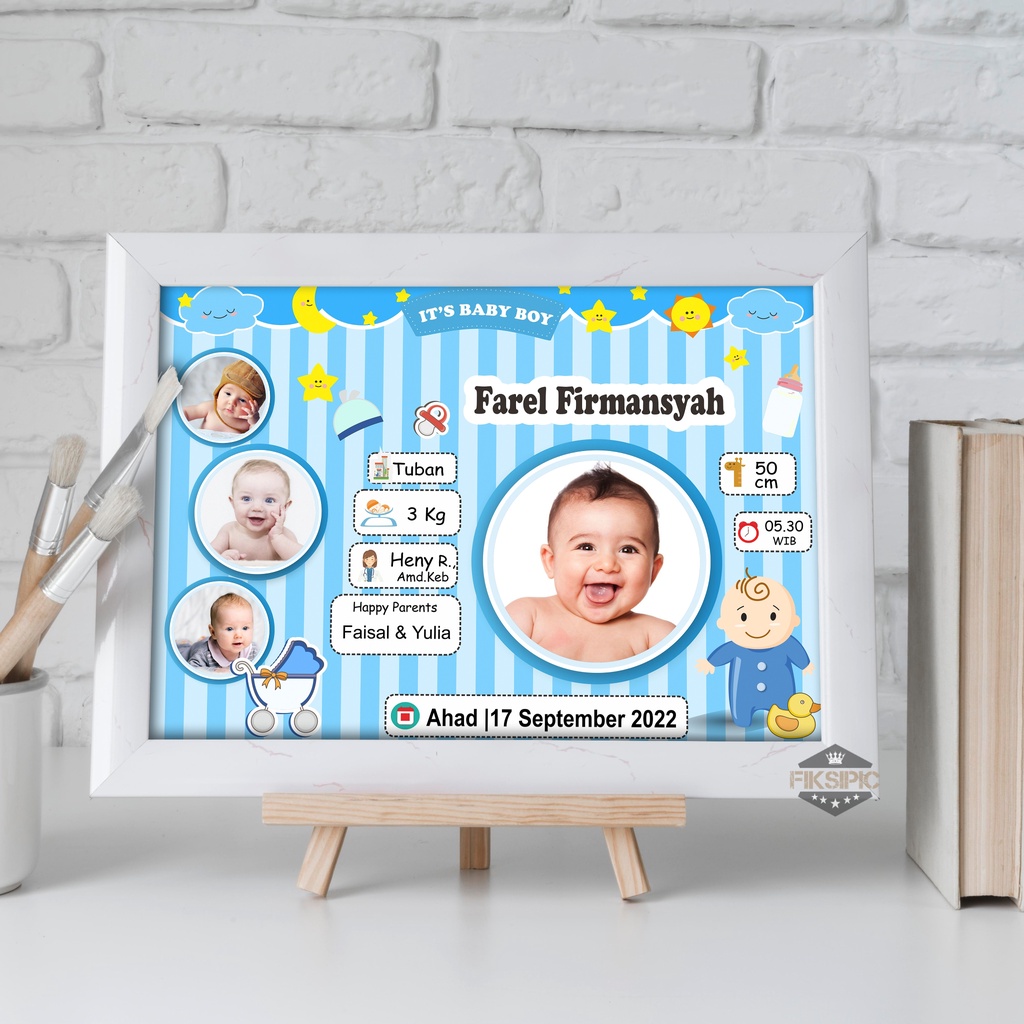 Jual Desain Biodata Bayi + Cetak Bingkai 11R Bio Baby - Biodata ...