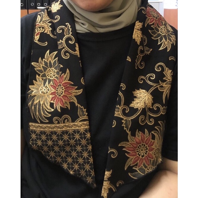 Jual (COD) Syal Batik indonesia | Syal hitam Gold | bisa jadi hiasan ...