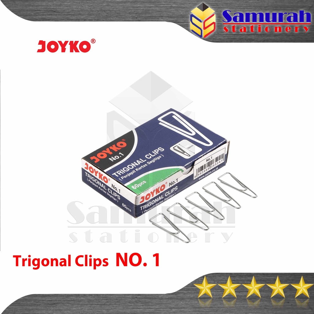 Jual Trigonal Paper Clips No 1 Joyko Per Box isi 10 pak @ 60 pcs / Clip ...