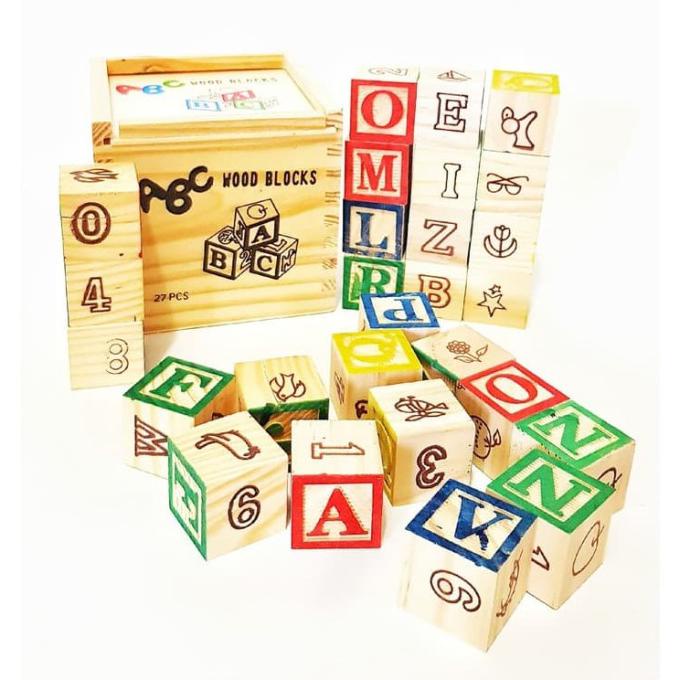 Jual ABC WOOD BLOCKS - Mainan Edukasi Alphabet Balok Kayu / balok kubus ...