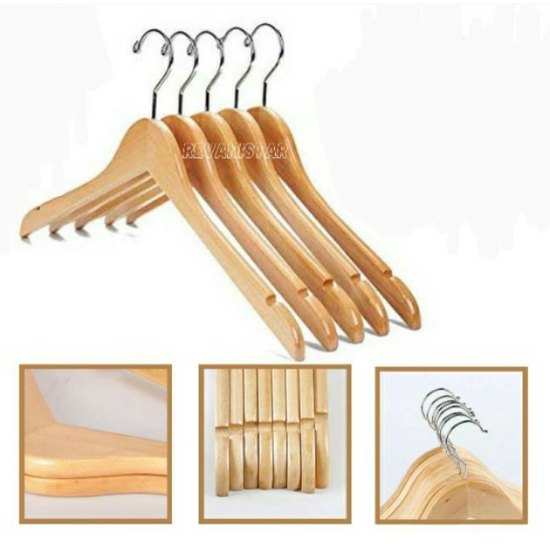 Jual hanger kayu set isi 6pcs | Shopee Indonesia