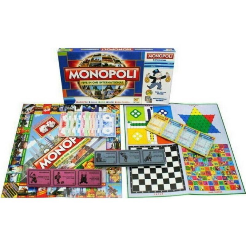 Jual mainan MONOPOLY 5 in 1 ( monopoli, catur, ular tangga, ludo, halma ...