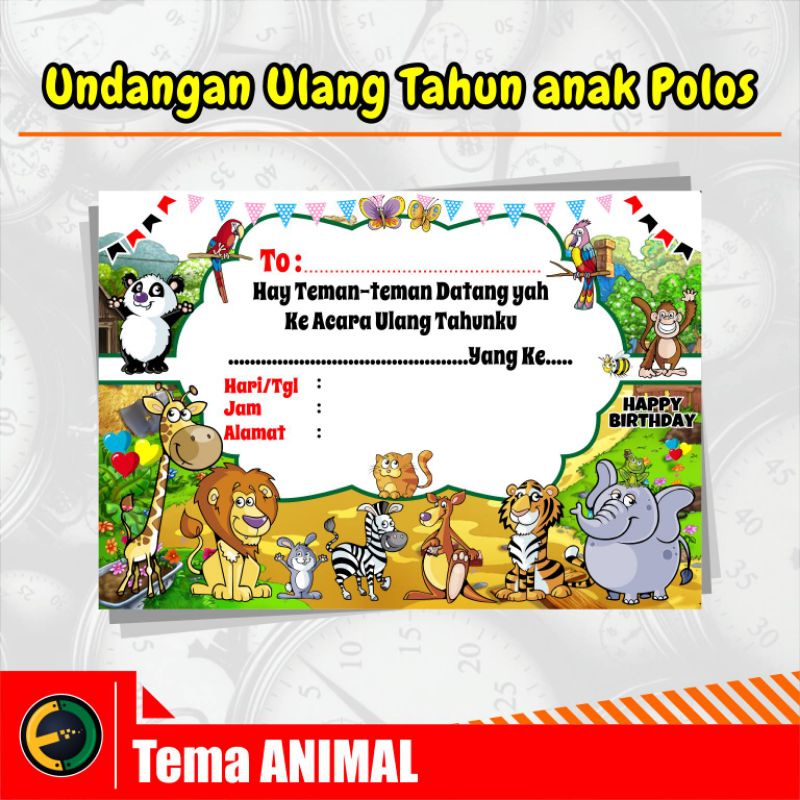 Jual Undangan Ulang Tahun Anak Tema Animal isi 10 pc / Perlengkapan ...