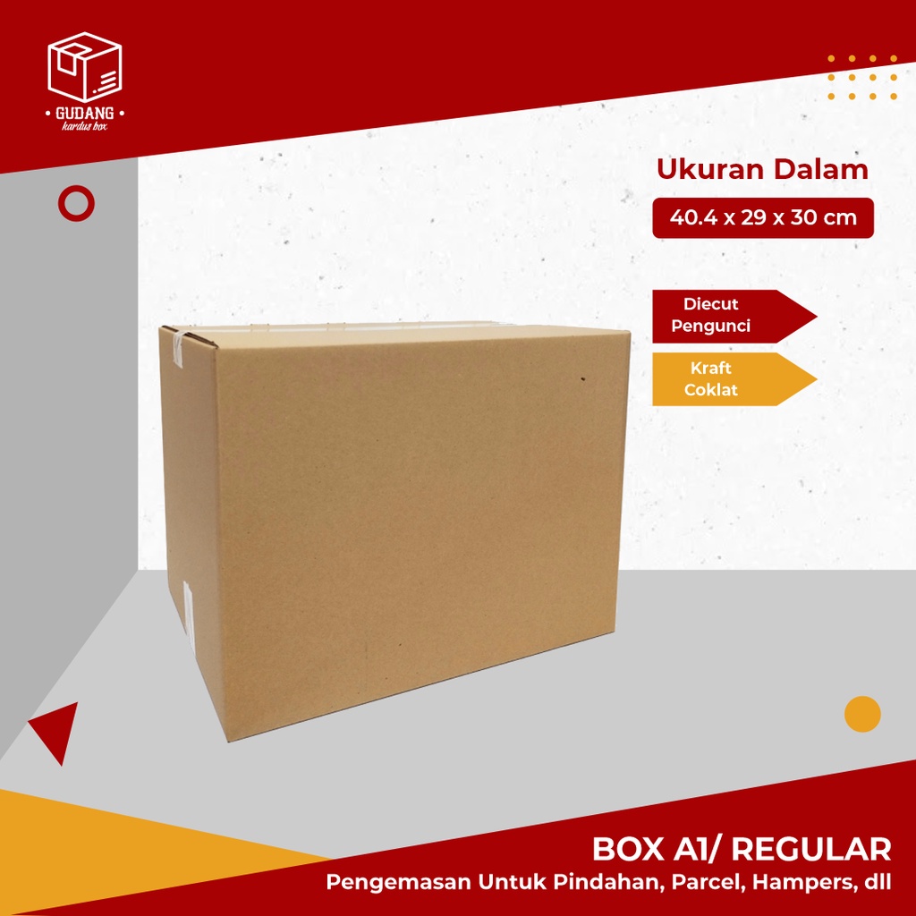 Jual Box A1 - Uk 40 x 30 x 30 cm Karton/Polos/Kardus/Packing/Buah/BoxA1 ...
