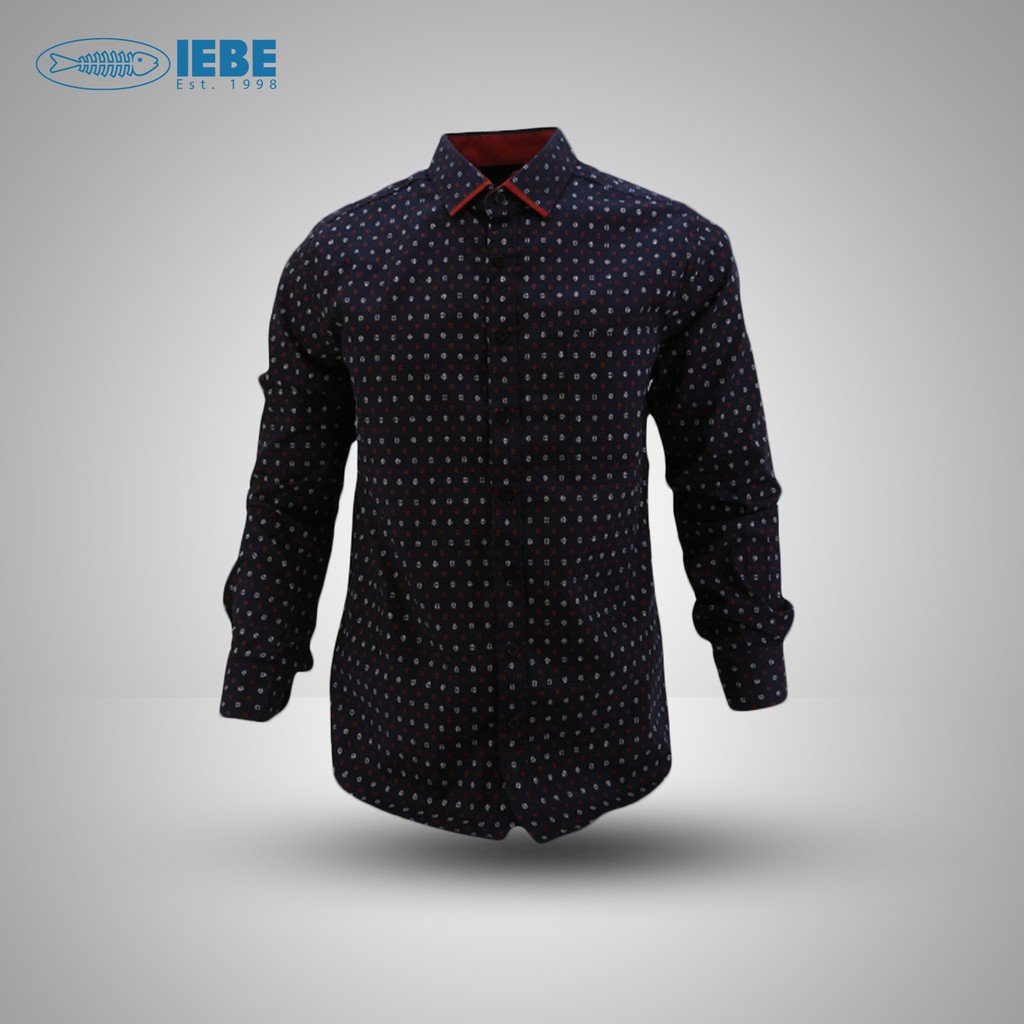 Jual Kemeja Pria Lengan Panjang IEBE Kasual A3AH8004 | Shopee Indonesia