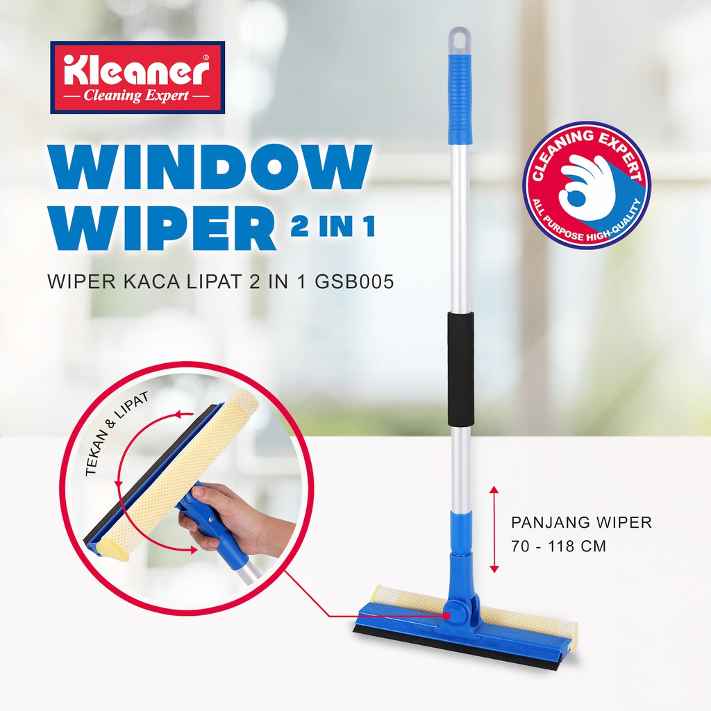Jual Kleaner Alat Pembersih Kaca Teleskopik 2 in 1 Dengan Sponge dan ...