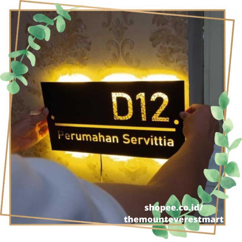 Jual Papan Nomor Rumah Akrilik Lampu LED Model Persegi | Acrylic Sign ...