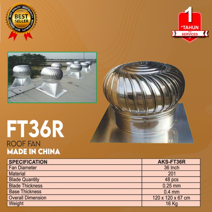 Jual Turbine Ventilator Ventilasi Blower Atap Rumah Pabrik 36 Inch ...