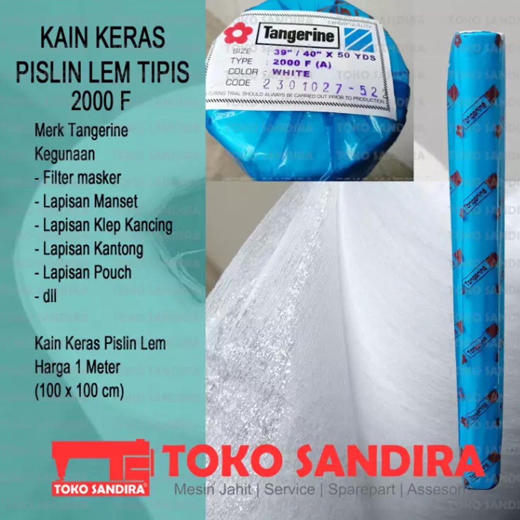 Jual KAIN KERAS PISLIN LEM TIPIS 2000F MERK TANGERINE - HARGA 1 METER ...
