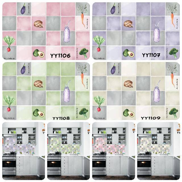 Jual Stiker dapur pink motif buah sayur. Stiker dapur ungu Stiker dapur ...