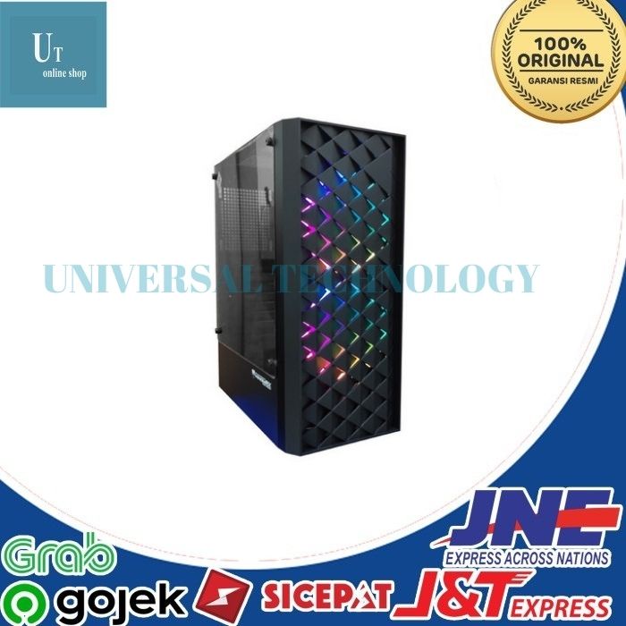 Jual CASING GAMING ARASAKA BLACK ATX TEMPER GLASS 2x14CM RGB FAN ...