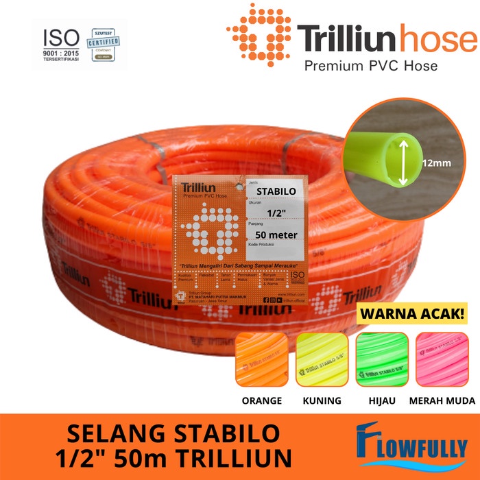 Jual SELANG AIR STABILO 1/2" TRILLIUN ROLL 50 METER PVC FLEKSIBEL TERANG | Shopee Indonesia