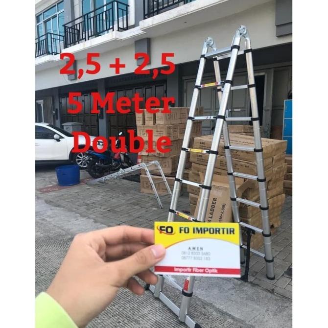 Jual Tangga Lipat Aluminium Teleskopik 5M Double Telescopic Ladder 5 ...