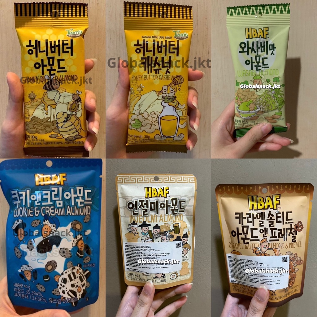 Jual [30gr] HBAF HONEY BUTTER ALMOND / HONEY BUTTER CASHEWNUT / WASABI ALMOND/ INJOLMI / CARAMEL ...