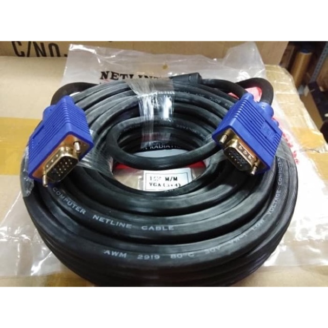 Jual KABEL VGA 15M HIGH QUALITY - GOLD PLATE - VGA 15 METER Netline | Shopee Indonesia