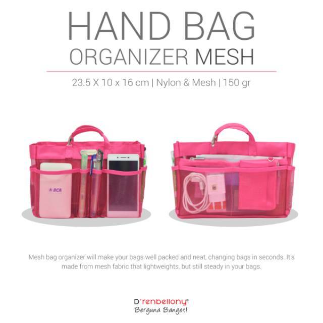Jual Drenbellony Hand Bag Organizer Mesh - Dalaman Tas Organizer Jala ...