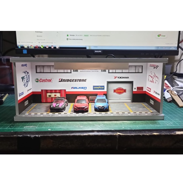 Jual DIORAMA GARASI 1/64 AUTO SERVICE GARAGE LED dan COVER ACRYLIC ...