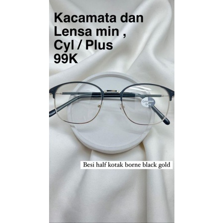 Jual PROMO PAKET FRAME+LENSA MINUS,CYL ATAU PLUS BESI HALF KOTAK BORNE ...