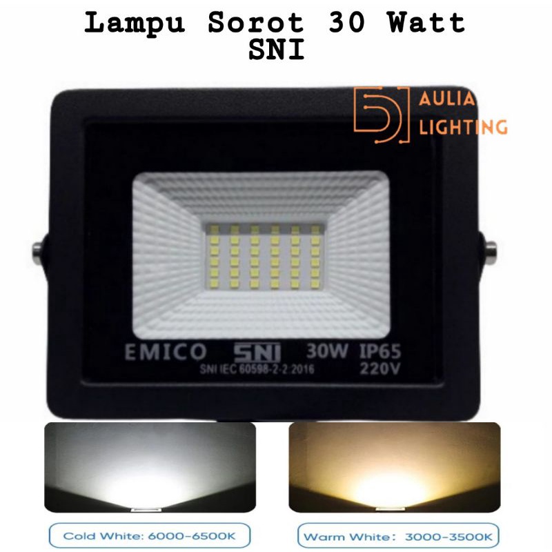 Jual Lampu Sorot Outdoor 30W LED Waterproof Flood Light 30 Watt Panggung Taman Putih kuning ...