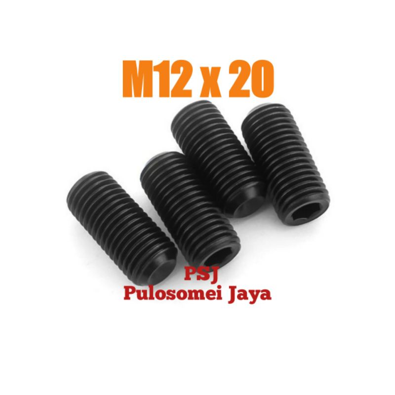 Jual Baja Socket Set Screw M12 x 20 / Baut L Tanam / L Set Hitam | Shopee Indonesia