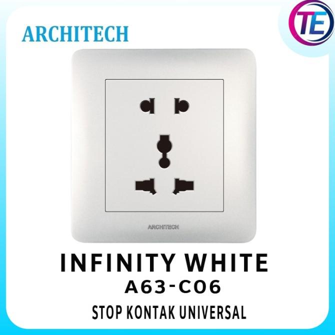Jual STOP KONTAK UNIVERSAL ARCHITECH INFINITY A63-C06 WHITE SERIES | Shopee Indonesia
