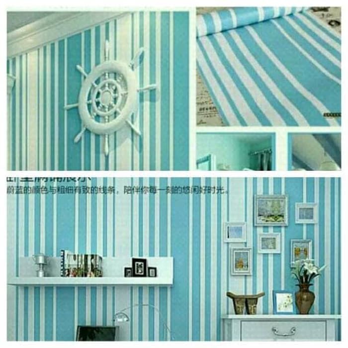 Jual Wallpaper Sticker Dinding Motif Garis garis 10m x 45cm | Shopee ...