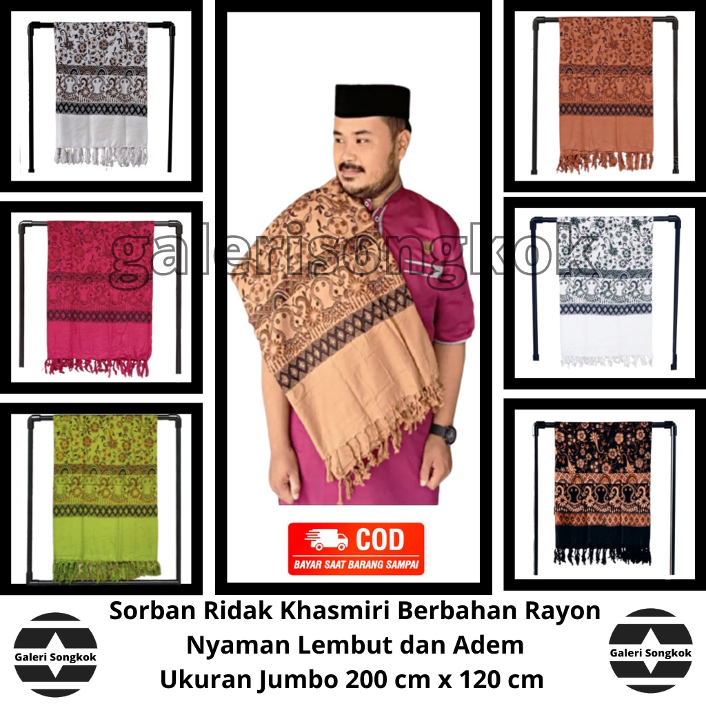 Jual Sorban Pakaian Pria Baru Aksesoris Ibadah Sorban Khasmiri Sorban Batik Rayon Sorban Arab ...
