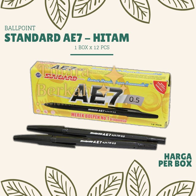 Jual Pulpen Standard AE-7 Hitam / Pena Pen AE7 Murah / 1 Box isi 12 Pcs | Shopee Indonesia