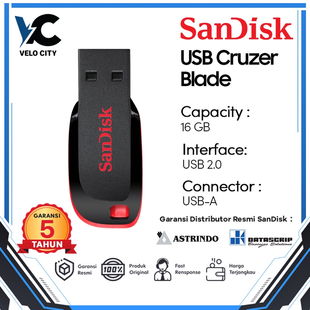 Jual Flashdisk 16GB SanDisk Cruzer Blade CZ50 USB 2.0 Flash Disk 16GB ...
