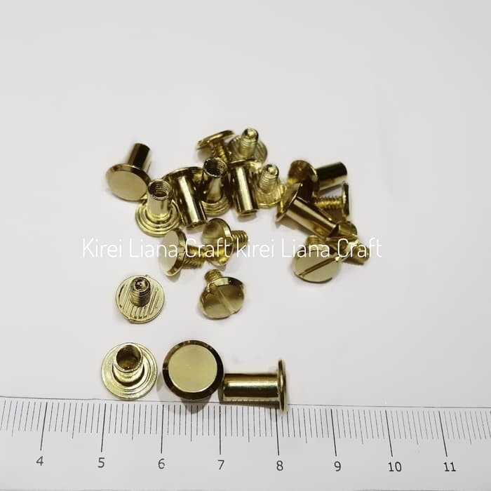 Jual Baut Skrup Screw Paku Rivet 10mm x 10mm GOLD - Baut Agenda Buku ...
