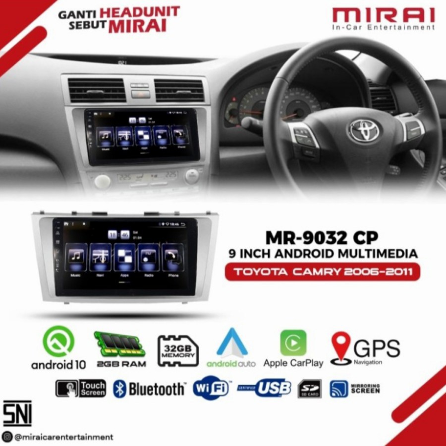 Jual Head unit android 9inch Mirai 9032 CP Toyota Camry Free kamera ...