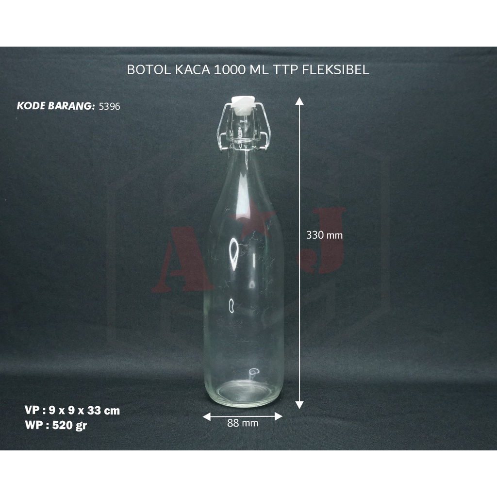Jual Botol Kaca 1 L Bulat Tutup FlexybleL/Botol Sirup/Botol Kaca segel ...